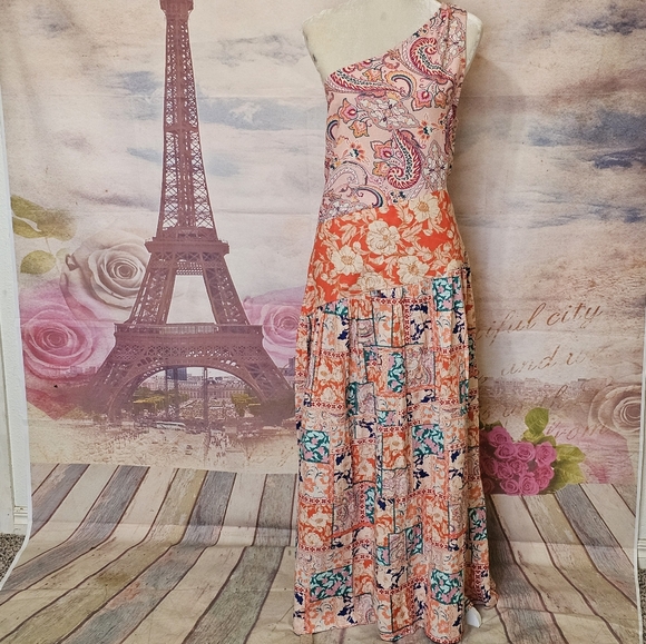 VENUS | Dresses | Venus Maxi One Shoulder Open Waist Floral Dress Sz 6 ...